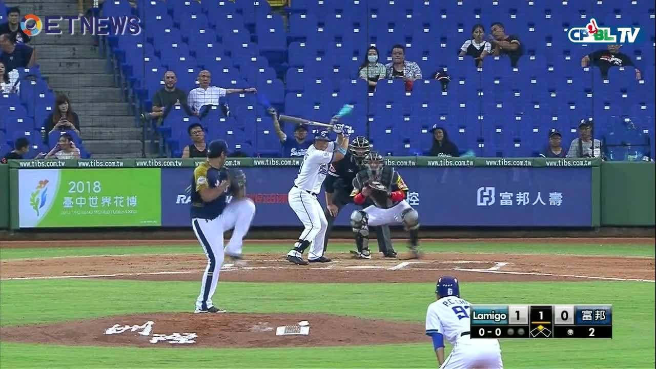 07/14 Lamigo vs 富邦 一局下，張詠漢擊出投手方向滾地球，Lamigo內野守備失誤，送陳品捷回壘得分 | 播吧BOBA | ETtoday新聞雲